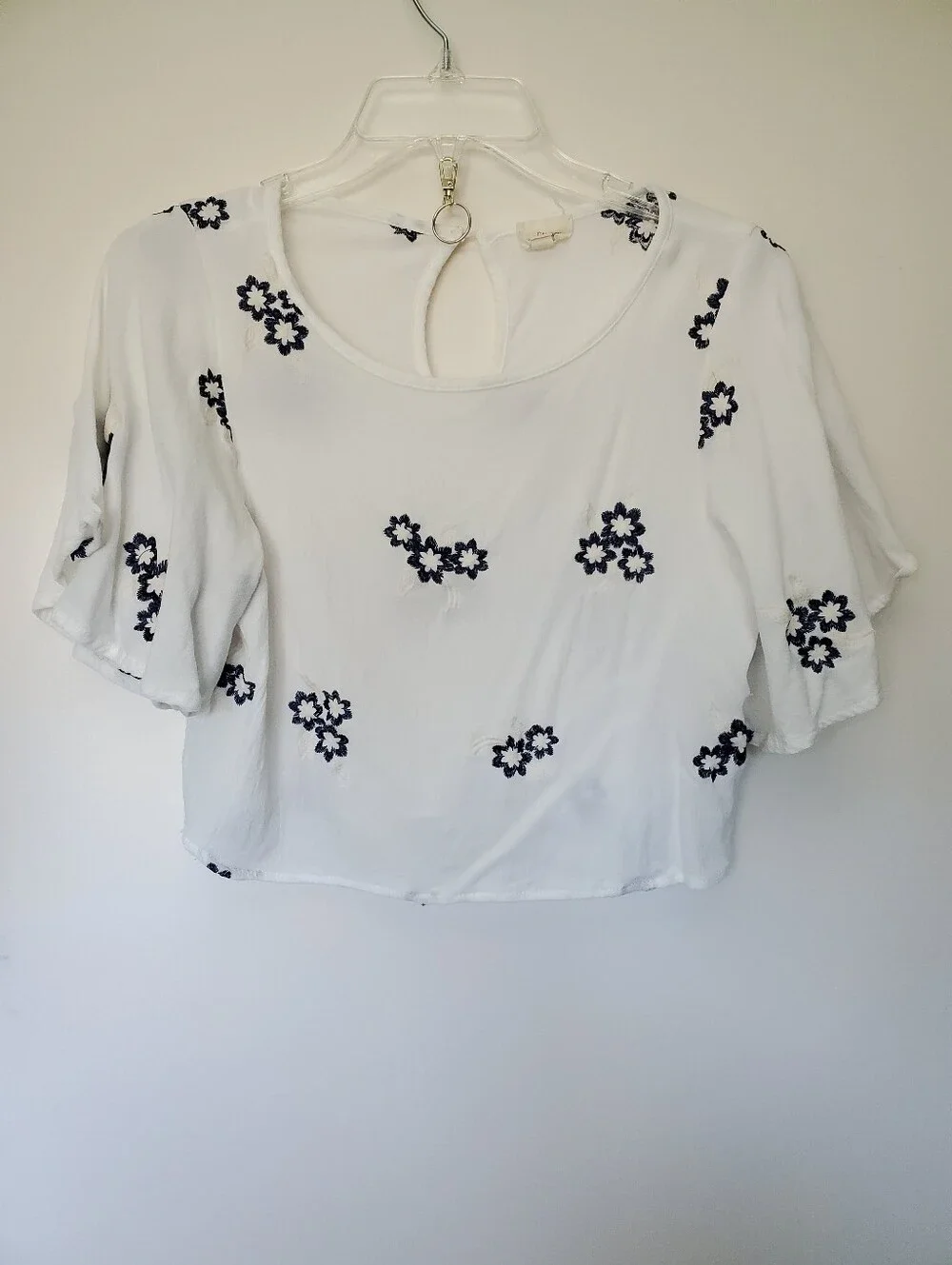 Tops | Caution To The Wind Womens Flutter Sleeve Crop Top Navy ...